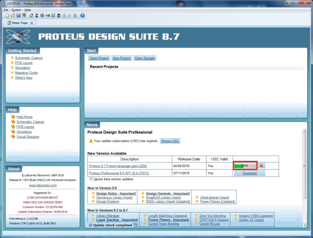Aide-mémoire Proteus 8 - Installation de Proteus 8