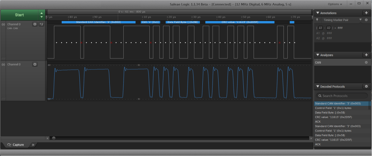 Bus CAN (Controller Area Network) - Bus CAN avec Saleae