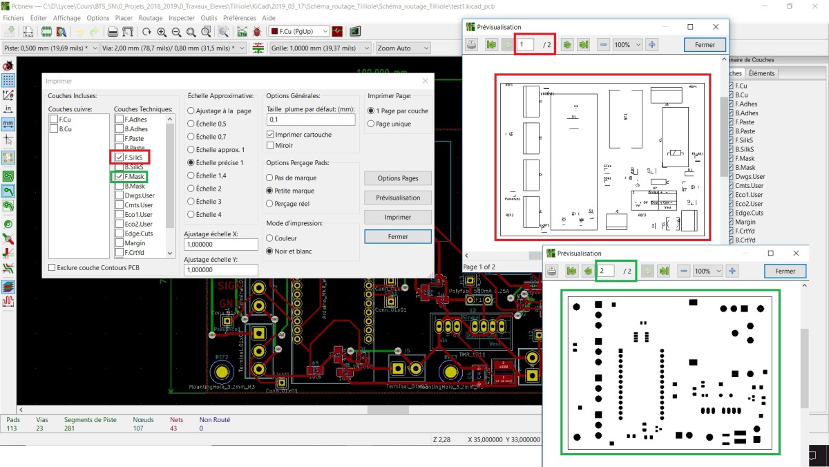 Projets E62 du lycée Alphonse Benoit - KiCad